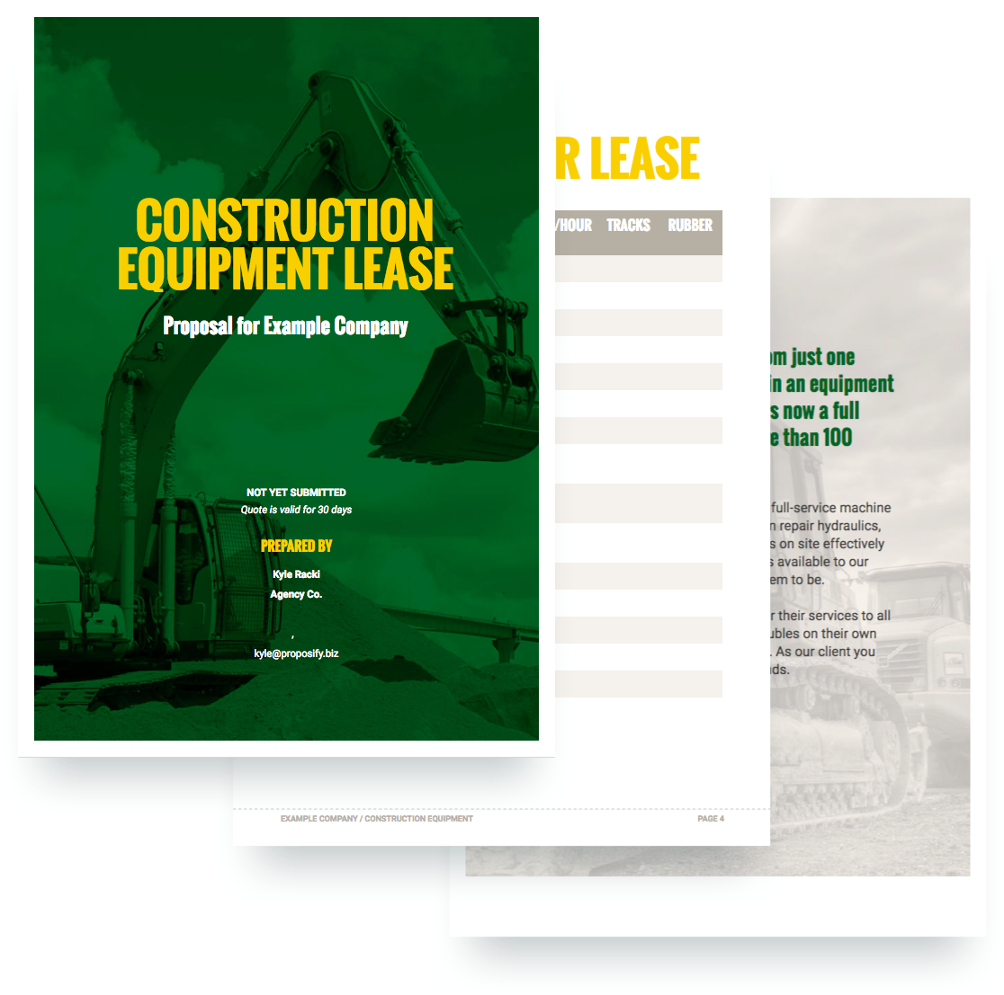 Construction Equipment Proposal Template - Free Sample | Proposify