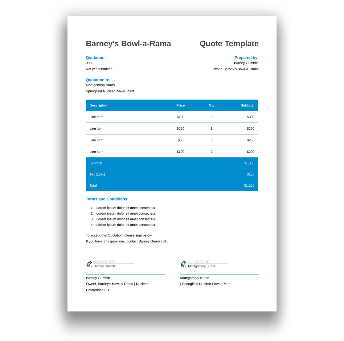 Free One-Page Quote Template | Proposify [Free Trial]